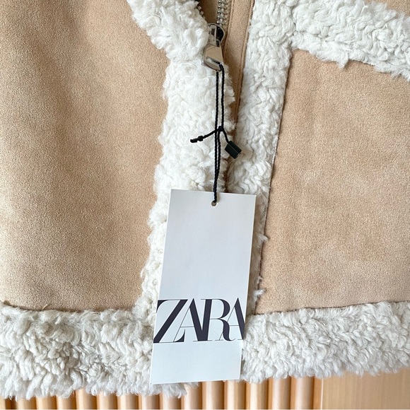 Zara | Jackets & Coats | Zara Double Faced Shearling Jacket Cream Tan ...
